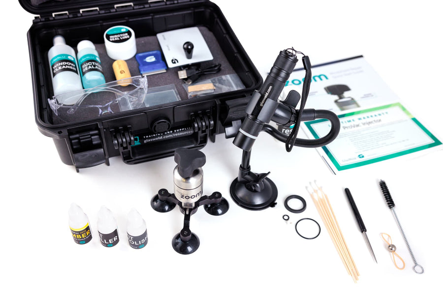 Glasweld Essential Windshield Repair Kit, injector, curing light, resi ...