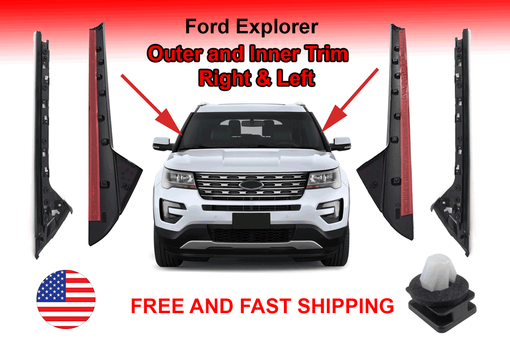 Windshield A-Pillar Molding Trim Compatible with 2011-2019 Ford Explor ...